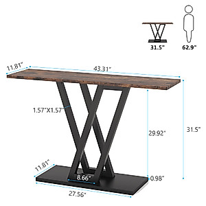 Tribesigns Console Table, Industrial Hallway Table for Entryway, 43 Inch Entryway Tables Narrow Sofa Table for Living Room, Stable Metal Frame & Easy Assemble, Rustic Brown