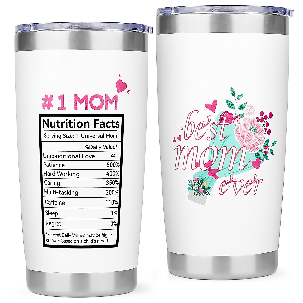 DOMICARE 20oz Tumbler with Lid Stainless Steel Tumblers Bulk, Double Wall Vacuum Insulated Coffee Travel Mug Powder Coated Tumbler (White/3D, 1)