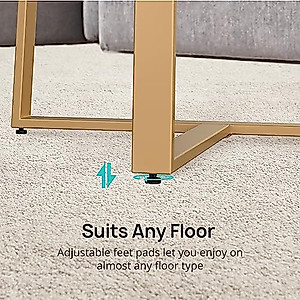 Evajoy Round Glass Coffee Table, 27.6" Gold Coffee Table with Tempered Clear Glass Surface for Living Room, Simple & Modern Center Circle Coffee Table for Small Space, Easy Assembly