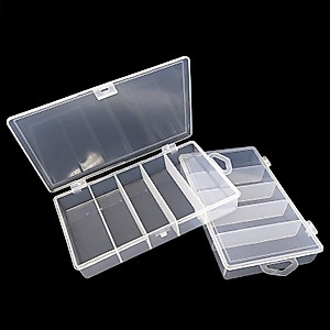 Honbay 2PCS Clear Visible Plastic Fishing Tackle Accessory Box Fishing Lure Bait Hooks Storage Box Case Container Jewelry Making Findings Organizer Box Storage Container Case (M:7"x4.3"x1.2")