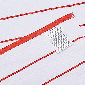 Amazon Basics 100% Cotton Terry Kitchen Dish Towels, Popcorn Texture, 8 Pack, Red Stripe, 28"L x 16"W