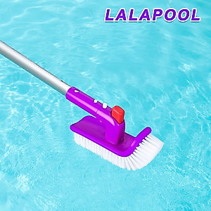 Professional Luxury Pool Step & Corner Brush,180 Degree Rotation Handle Scrub Brush,for Above Ground & Inground Swimming Pools, Spas & Hot Tubs, Fine Bristles (Pole not Included)