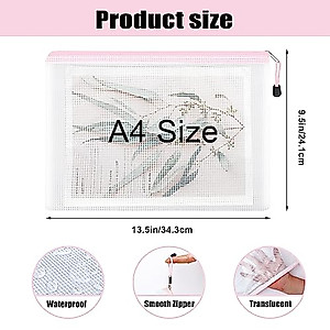 EOOUT 24pcs Zipper Bags Mesh Bags with Zipper, Mesh Zipper Pouch Durable Pouches for Organization Storage, Letter Size/A4 Size, for Travel Organize and Office Supplies