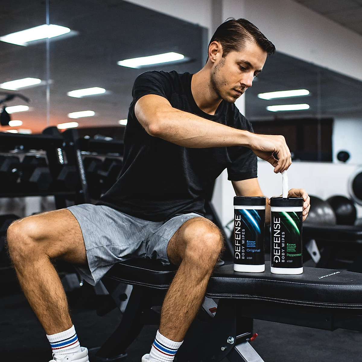 Defense Soap All Natural Peppermint Body Wipes 2PK with Tea Tree Oil | Wrestling, Combat, Camping, Gym, Post Workout Shower Wipes for Men and Women. 40 Count (Pack of 2)