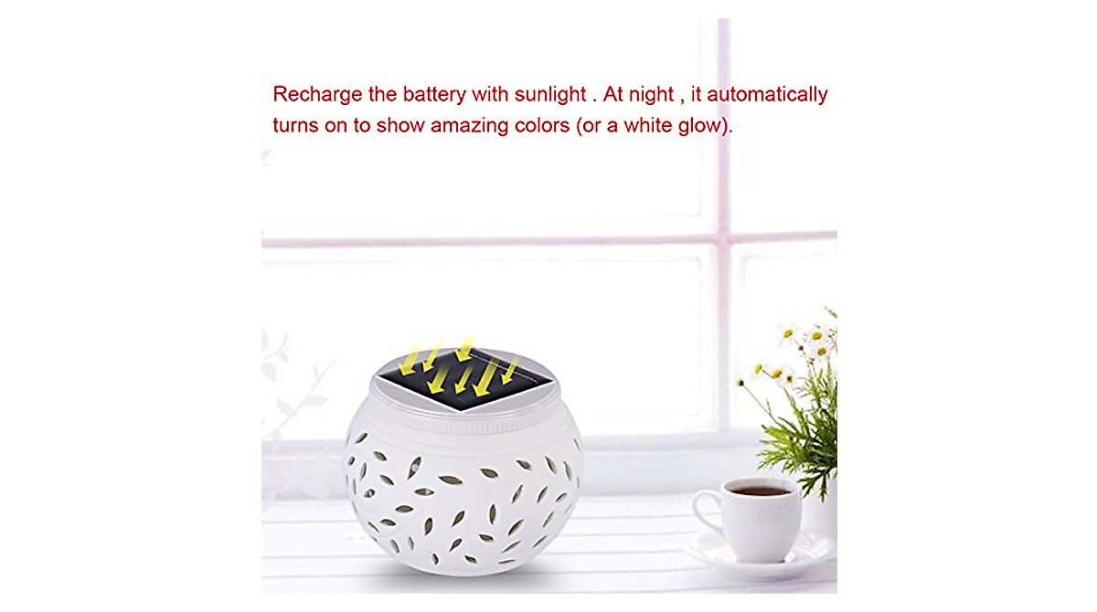 Solar Color Changing Garden Lamp - Waterproof Ceramic Patio Light