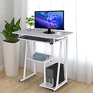 Standing Desk Stand Up Desk with Mutil-Layer Large and Comfortable Table top Desktop Computer Desk Laptop Study Table Office Desk with Pullout Keyboard Tray (White)