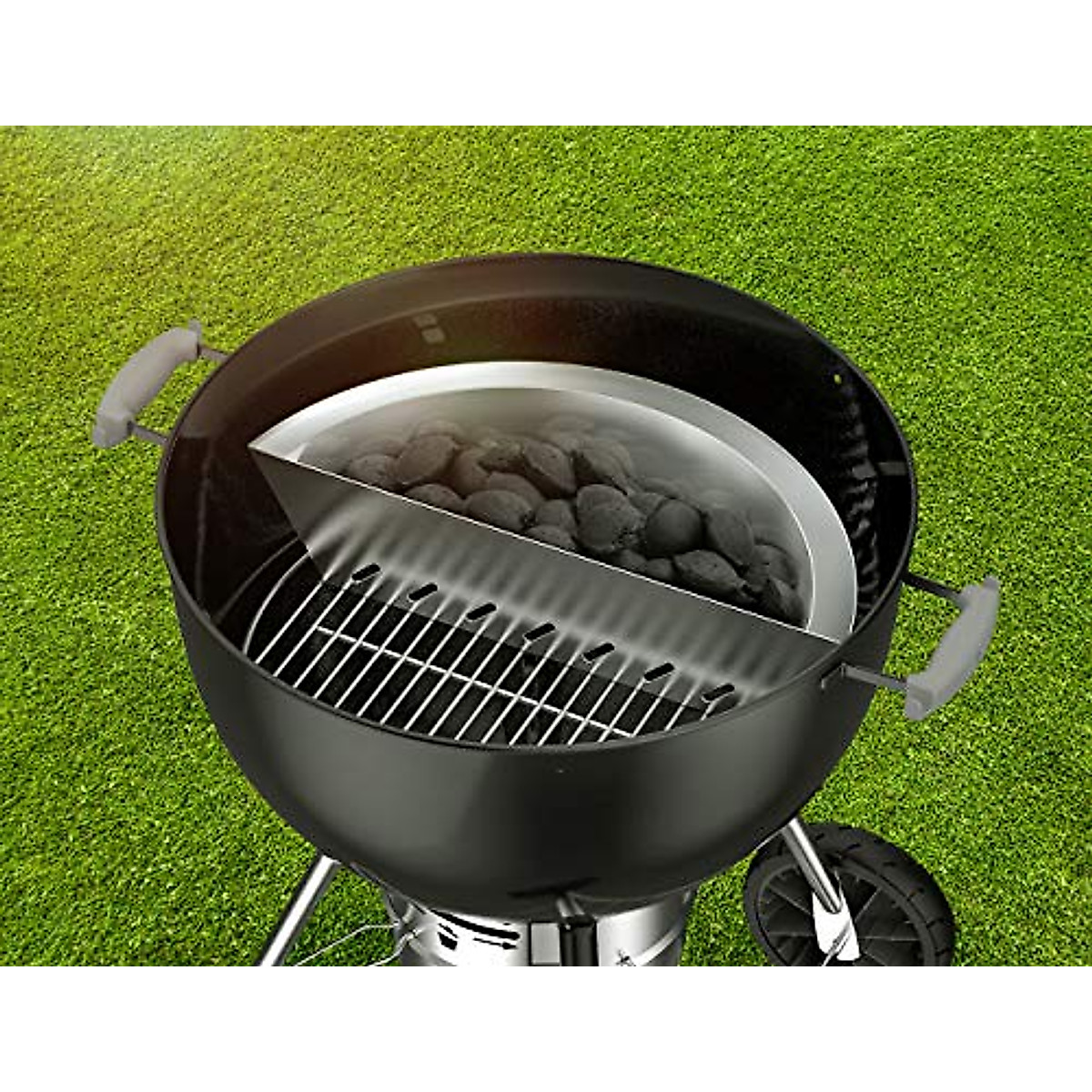 only fire Upgraded Stainless Steel Charcoal Briquet Holder Charcoal Basket for Weber 22 Inch Kettle Grill and Other Similar Charcoal Grills