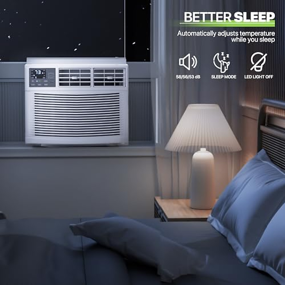 Magshion 8000 BTU Window Air Conditioner with Remote & App Control, 6 Modes – Cool, Dry, Auto-Restart, Fan, Sleep, Cools Rooms up to 350 Sq. Ft., Quiet AC Unit with Easy Install Kit