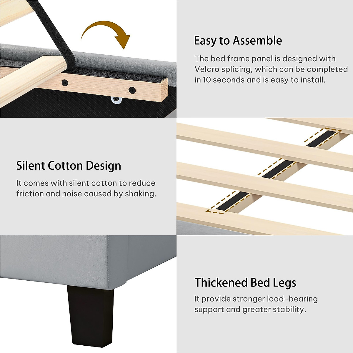 YITAHOME King Size Velvet Bed Frame with Adjustable Headboard, Upholstered Platform Bed with Deep Button Tufted and Rivet Decor, Strong Wooden Slats, No Box Spring Needed, Easy Assembly, Grey