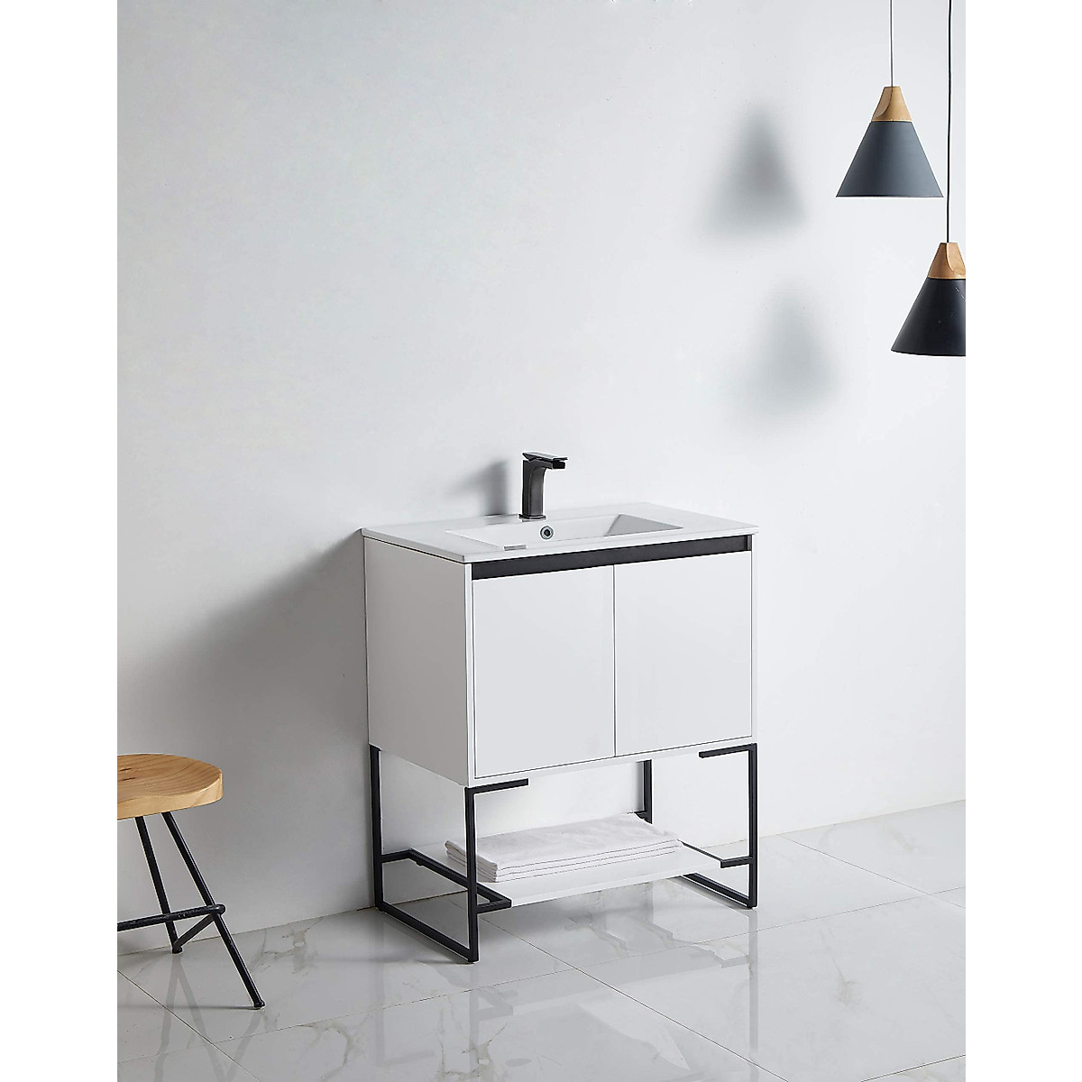 Fine Fixtures 30 Inch Bathroom Vanity with Sink - Modern Knob Free Design, Elegant Space-Saving Solution for Your Bathroom - Durable, Bathroom Vanities for a Contemporary Look - Urbania Collection