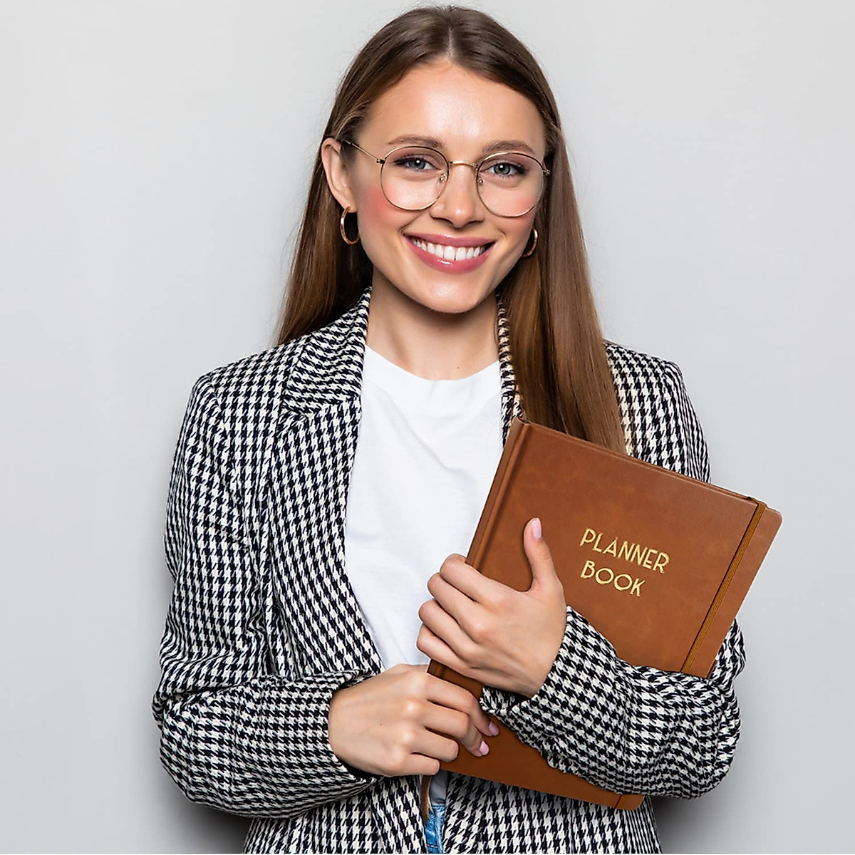 Dunwell Large Undated 2023 Planner Hardcover - 8.5x11” Blank Planner Book, Faux Leather Cover, Agenda with No Date, Weekly-Monthly Goal Setting Section, Lined Daily Blocks, Ribbon Bookmarks