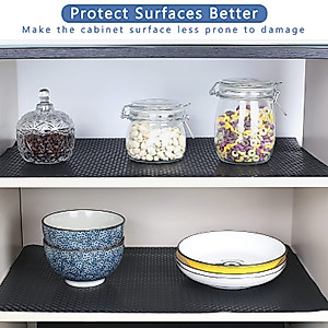 HooTown Shelf Liner Kitchen Cabinet Drawer Mats 17.5 Inch Wide x 6.5 Feet Long, Non Skid EVA Plastic Washable Oil Proof Pad for RV Drawer, Dish Plate Slippery Protection,Coffee