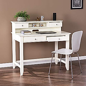 SEI Furniture Barberry w/Storage Secretary Desk, White
