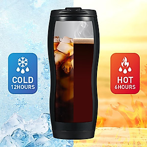 Stainless Steel Insulated Tumbler 20oz - Leak Proof, Double Wall Vacuum Insulation, Built-in Cleaning Tools, Durable, Corrosion-Proof (Black)