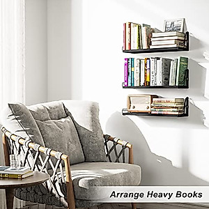 SRIWATANA Floating Shelves Wall Mounted Set of 3, Storage and Decorative Wood Shelf for Bathroom, Bedroom, Living Room, Kitchen, Laundry Room (Black)