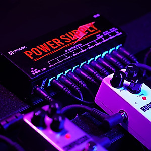 Vangoa Guitar Pedal Power Supply 10 Truly Isolated Outputs, Portable Pedal Board Power Supply with USB for 9V/12V/18V Effect Pedal Power Supply