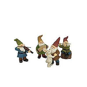 GlitZGlam Happy Gnomes Dancing Celebration! - 4- Piece Musical Garden Gnome Set for The Miniature Fairy Garden