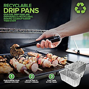 Stock Your Home Foil Grill Drip Pan (30 Pack) Compatible with Blackstone's 28”, 30”, & 36” BBQ Griddle + 17” & 22” Tabletop Range- Disposable Aluminum Oil Catcher Tray, Blackstone Grease Cup Liners