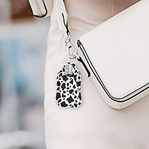 Youngerbaby Lovely Cow Print Travel Size Hand Sanitizer Holder Keyring Girls Keychains with Metal Ring
