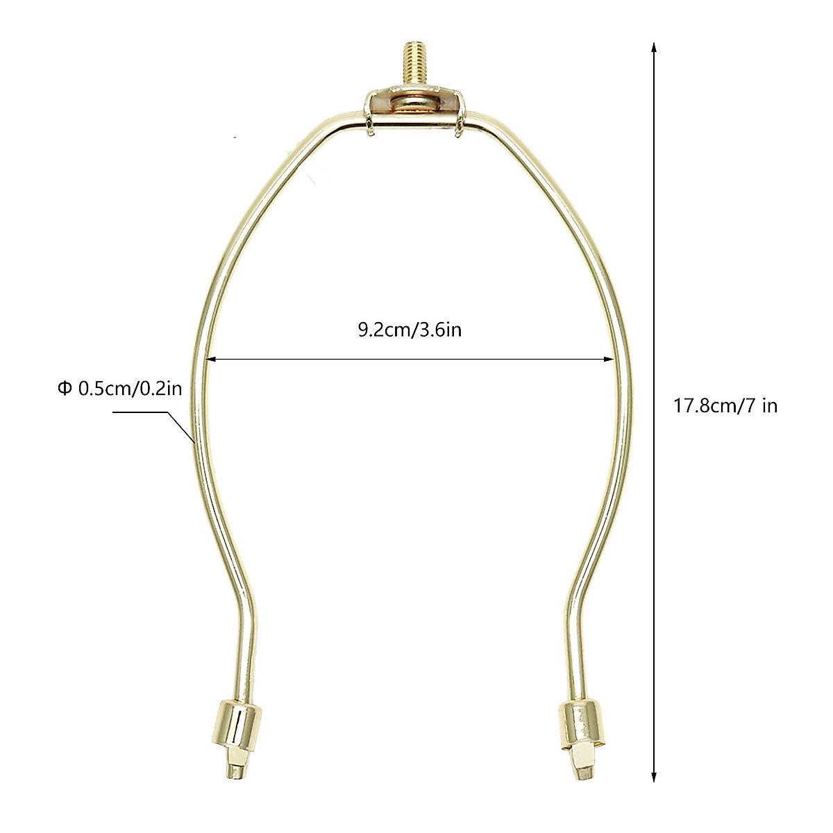 KUMGROT 2pcs Lamp Shade Harp Holder Lamp Replacement Parts Lampshade Bracket Lamp Frame for Table Lamp Floor Lamp Gold Harp Holder 7 Inches