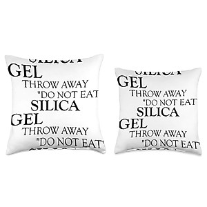 DESICCANT SILICA GEL DO NOT EAT THROW AWAY BLACK Throw Pillow