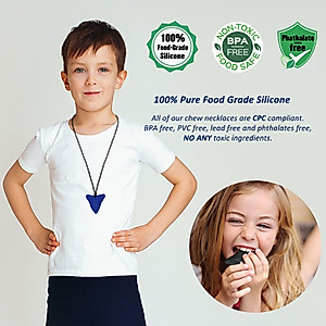 Chew Necklaces for Sensory Kids, 3 Pack Sensory Toys Silicone Chewy Necklace Sensory for Autism, ADHD, Anxiety or Other Special Needs- Reduces Chewing Fidgeting for Boys Girls Adults Chewer