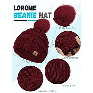 Winter Hat Scarf Gloves and Ear Warmer, Warm Knit Beanie Hat Touch Screen Gloves Set Winter Gifts Neck Scarves for Women Wine Red