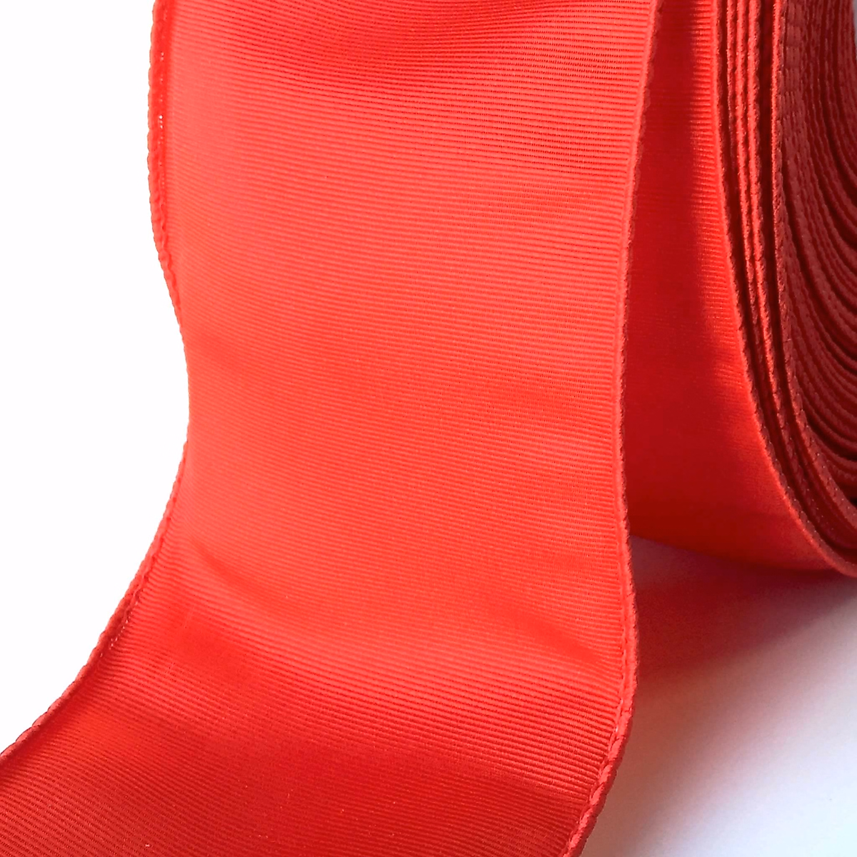 Red Christmas Ribbon Double Faced Satin Fabric Wired-Edge Rolls of 3IN Wide X 50 Yard Length