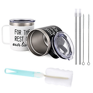 Gingprous Lets Have Coffee Together For The Rest Of Our Lives Insulated Coffee Mug Set, Engagement Wedding Gift for Couple Bridal Shower Gift Mr and Mrs Gift, 12oz Insulated Stainless Steel Travel Mug