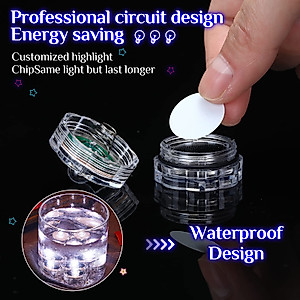 72 Pack Submersible LED Lights Waterproof Tea Lights White Submersible Pool Lights Underwater LED Tea Lights Flameless Battery Operated for Wedding Pool Party Decoration (White)