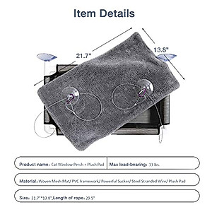 Lcybem Cat Window Perch - Cat Hammocks for Window with Plush Pad, Space Saving Cat Bed, Pet Resting Seat Safety Holds Two Large Cats, Providing All Around 360° Sunbathe for Indoor