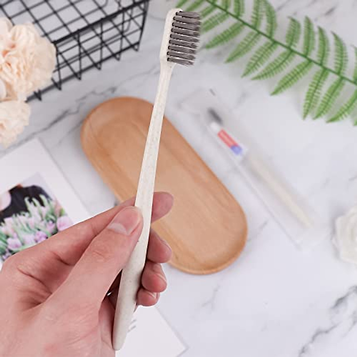 Xuezoioy Disposable Toothbrushes with Toothpaste,30 Pack Apricot Individually Wrapped Disposable Travel Toothbrushes Kit in Bulk for Homeless,Nursing Home,Hotel,Charity