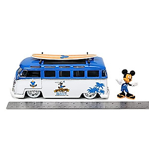 Jada Toys Disney Mickey and Friends 1:24 Volkswagen T1 Bus Die-cast Car w/ 2.75" Mickey Mouse Figure, Toys for Kids and Adults