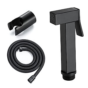 Ksunun Handheld Bidet Sprayer Square Cloth Diaper Sprayer, Brass Bidet Sprayer for Toilet with Water Pressure Control, Handheld Bidet Sprayer for Toilet Set,Matte Black