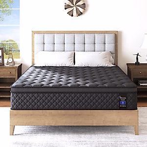 VISCOUNTESS Full Mattress, 12 Inch Hybrid Mattress Black, Euro Top Mattress Medium Firm for Back & Lumbar Support, 100 Night Trial, Individual Pocket Spring Bed for Motion Isolation & Pressure Relief