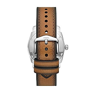 Fossil Men's Machine Quartz Silver and Leather Three-Hand Watch, Color: Silver (Model: FS5920)