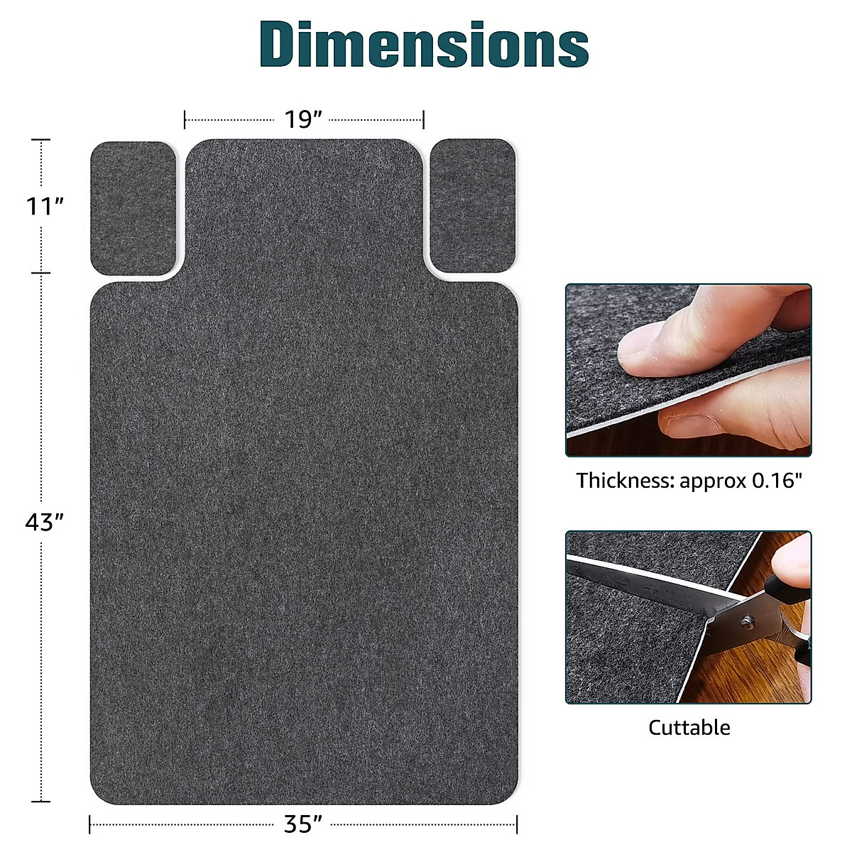 Placoot Office Chair Mat for Hardwood Floor & Tile Floor 55"x35" Desk Chair Mat for Rolling Chairs Electrostatic Adsorption Large Anti-Slip-Recyclable Material Floor Mat for Office/Home with Lip
