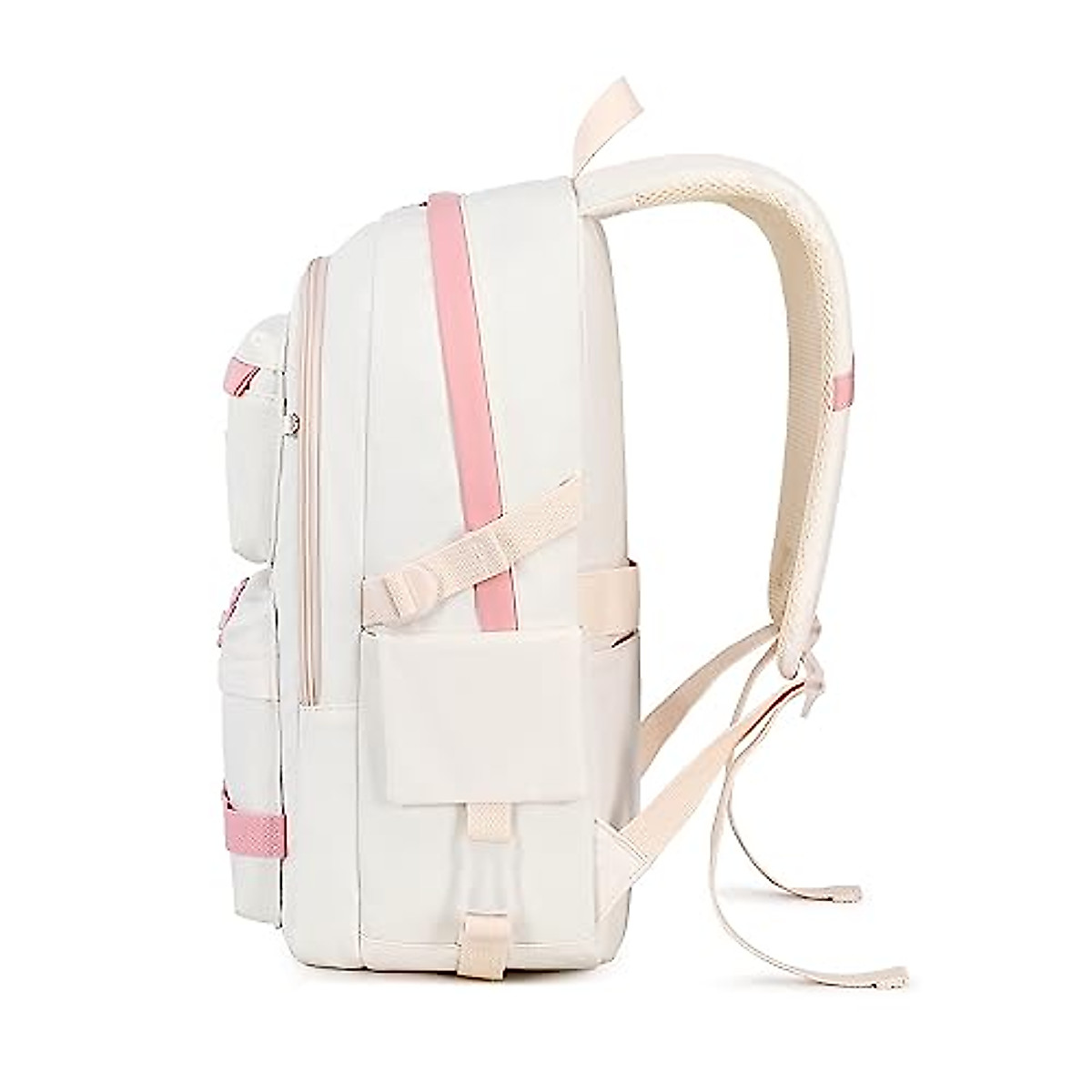 Jaygulf Waterproof Women Laptop Backpack Fashion Girl Daypack Cream