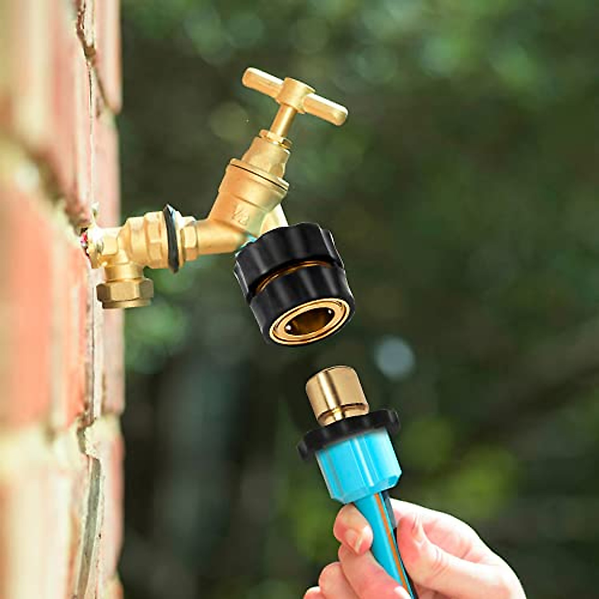 NEROSUN 3/4 Inch Garden Hose Quick Connector, 6 Set Male and Female Quick Connect Garden Hose Fittings