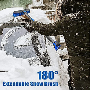 WESBRITE Car Snow Brush and Detachable Ice Scraper with 38inch Long Handle, Foam Handle, Non-Scratch Windshield Brush with 180°Rotating Brush Head,Car Snow Remover for Truck,SUV,RV and More