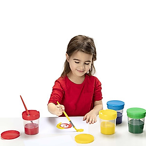 Melissa & Doug Spill-Proof Paint Cups - 4-Pack, Airtight Seal, Snap Lids - Kid-Safe Reusable No-Spill Paint Cups Storage Containers