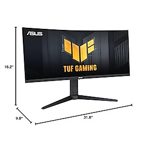 ASUS TUF Gaming 34” Ultra-Wide Curved HDR Monitor (VG34VQEL1A) - 21:9, UWQHD (3440 x 1440), 100Hz, Extreme Low Motion Blur, FreeSync, 1ms, DisplayPort, HDMI, USB, Tripod Socket, Height Adjustable