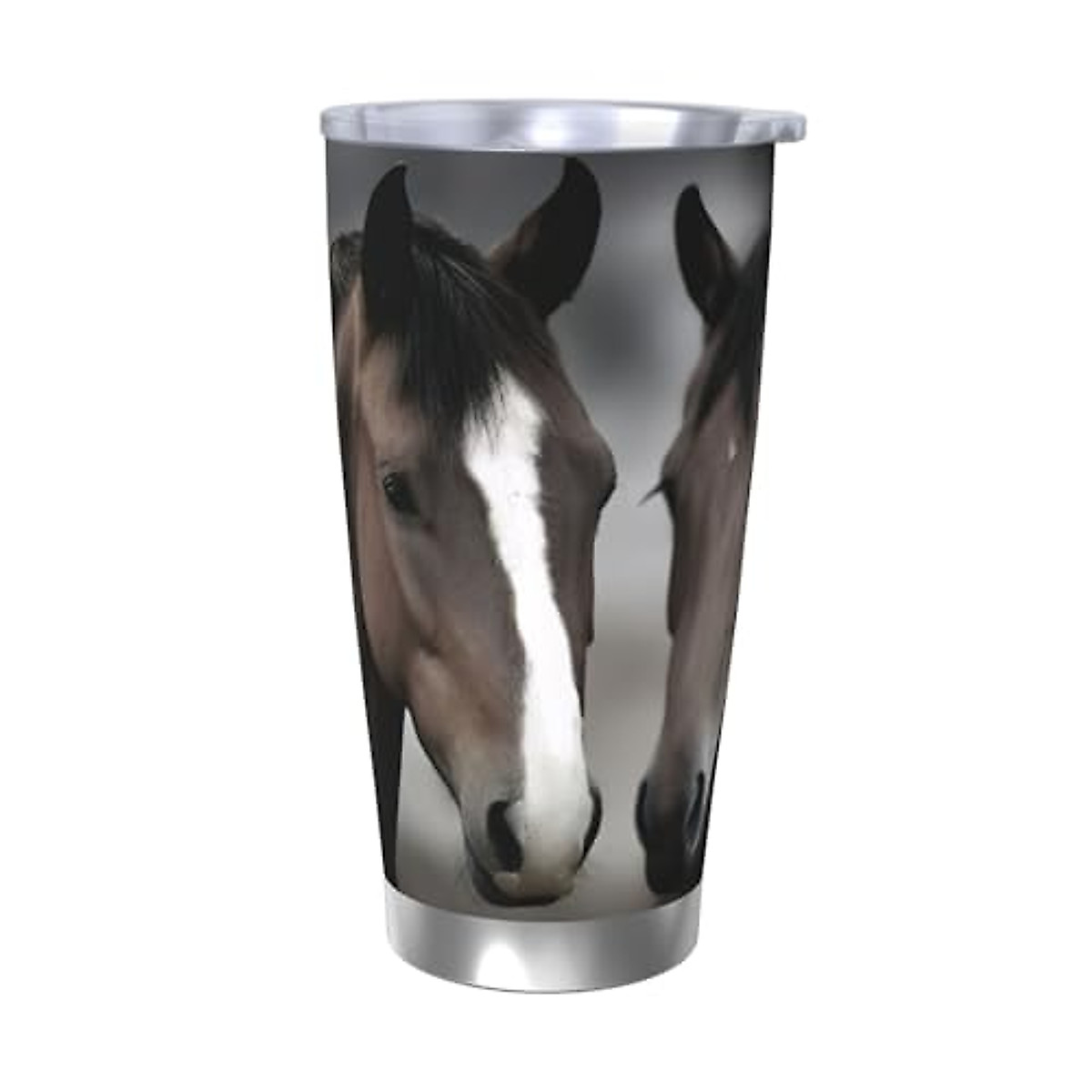 EKPRAVDKTF Cute Two Horses 20oz Insulated Stainless Steel Tumbler With Lids And Straws, Double Wall Vacuum Travel Coffee Mug, Thermal Cup For Cold & Hot Drinks, Reusable Metal Straw & Brush
