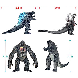 TwCare Set of 8 King Kong vs Godzilla Toys Movable Joint Action Figures King of The Monsters Birthday Dinosaur Kid Gift Cake Toppers