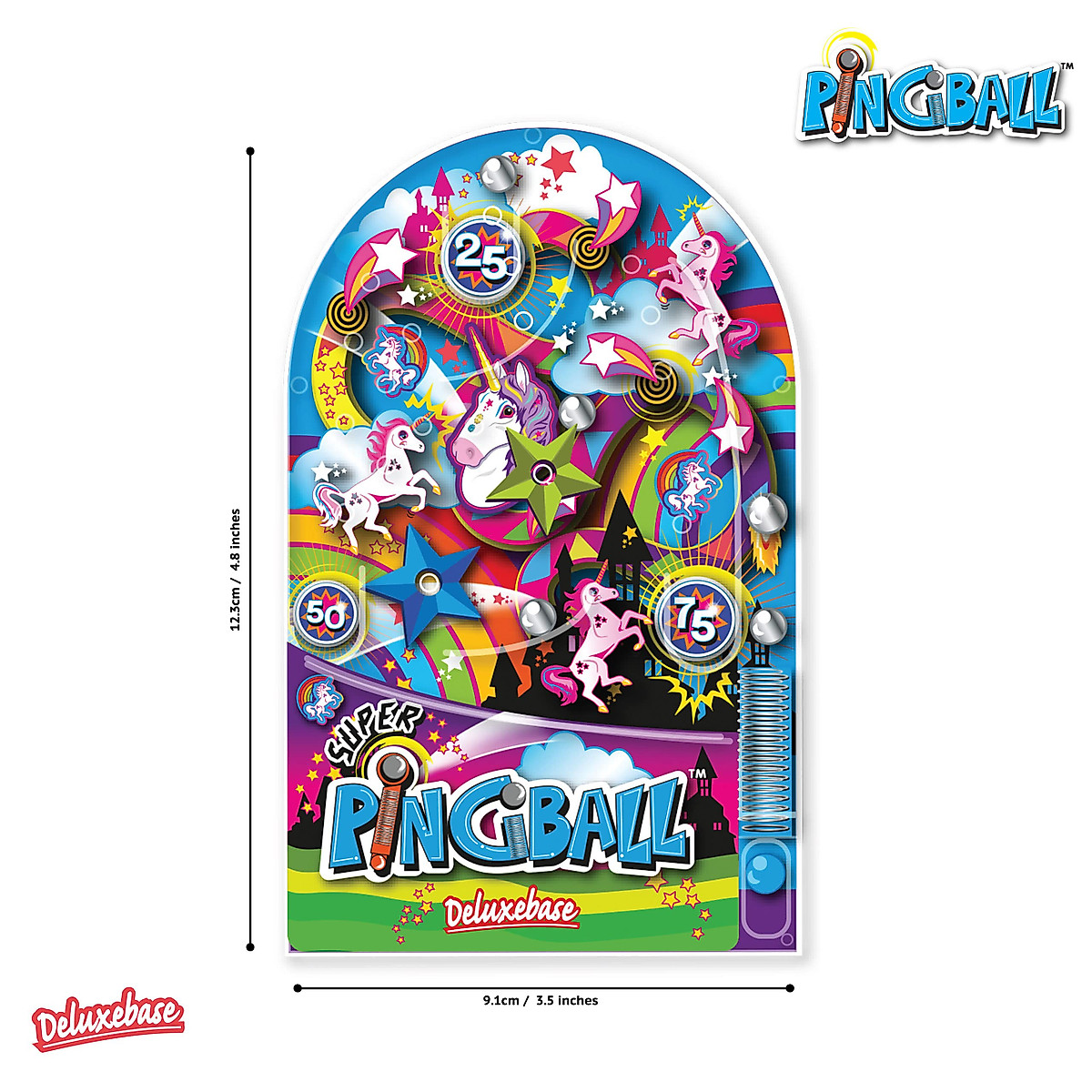 Pingball Unicorn Travel Game by Deluxebase - Mini Pinball Game, a Classic Retro Handheld Arcade Game. Small Travel Games for Kids are Great Action Games and Reflex Games for Party Favor or Party Bags