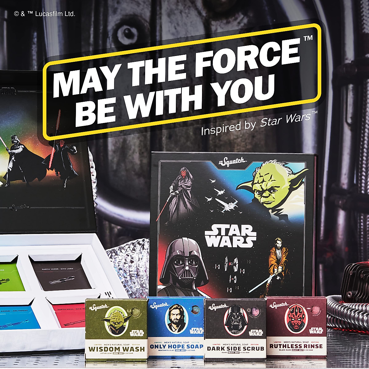 Dr. Squatch The Soap Star Wars Soap Collection Episode 1 with Collector’s Box - Men’s Natural 4 Bar Soap Bundle and Star Wars Soap for Men