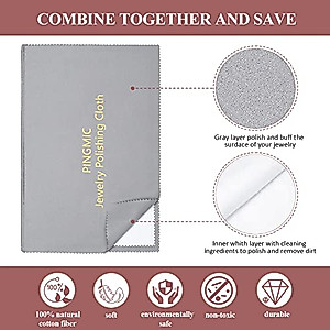 PINGMIC 6 Jewelry Polishing Cloths, Professional Silver Polishing Cloth for Jewelry Sterling Silver Gold Platinum Copper Diamond (11'' x 14'' * 2 Pcs, 4'' x 8'' *4 Pcs)