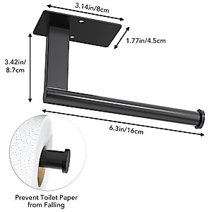 Matte Black Toilet Paper Holder - Toilet Roll Holder Self-Adhesive, Toilet Paper Roll Holder No Drilling, Stainless Steel Toilet Tissues Holder for Kitchen and Bathroom