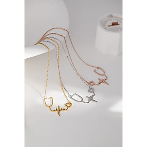 MAJORWARAP Nurse Stethoscope Heartbeat Necklace for Women Heart Stethoscope Pendant Doctor Nurse Medical Graduation Jewelry Gift (Gold)