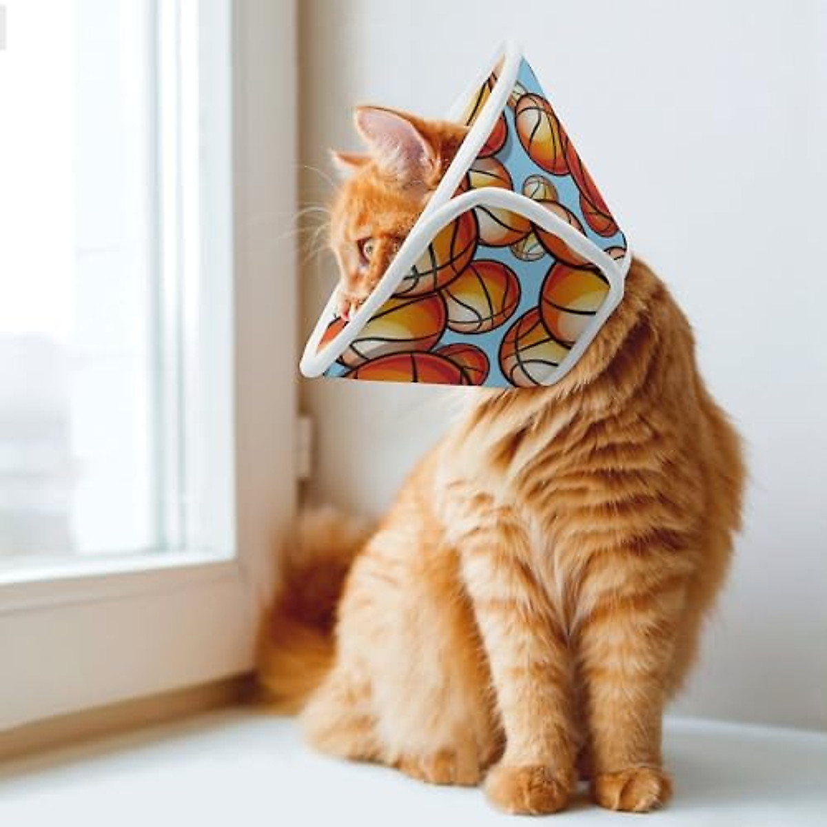Basketball Ball Soft Dog Cone Collars Protective Adjustable Cat Recovery Collar to Stop Licking L